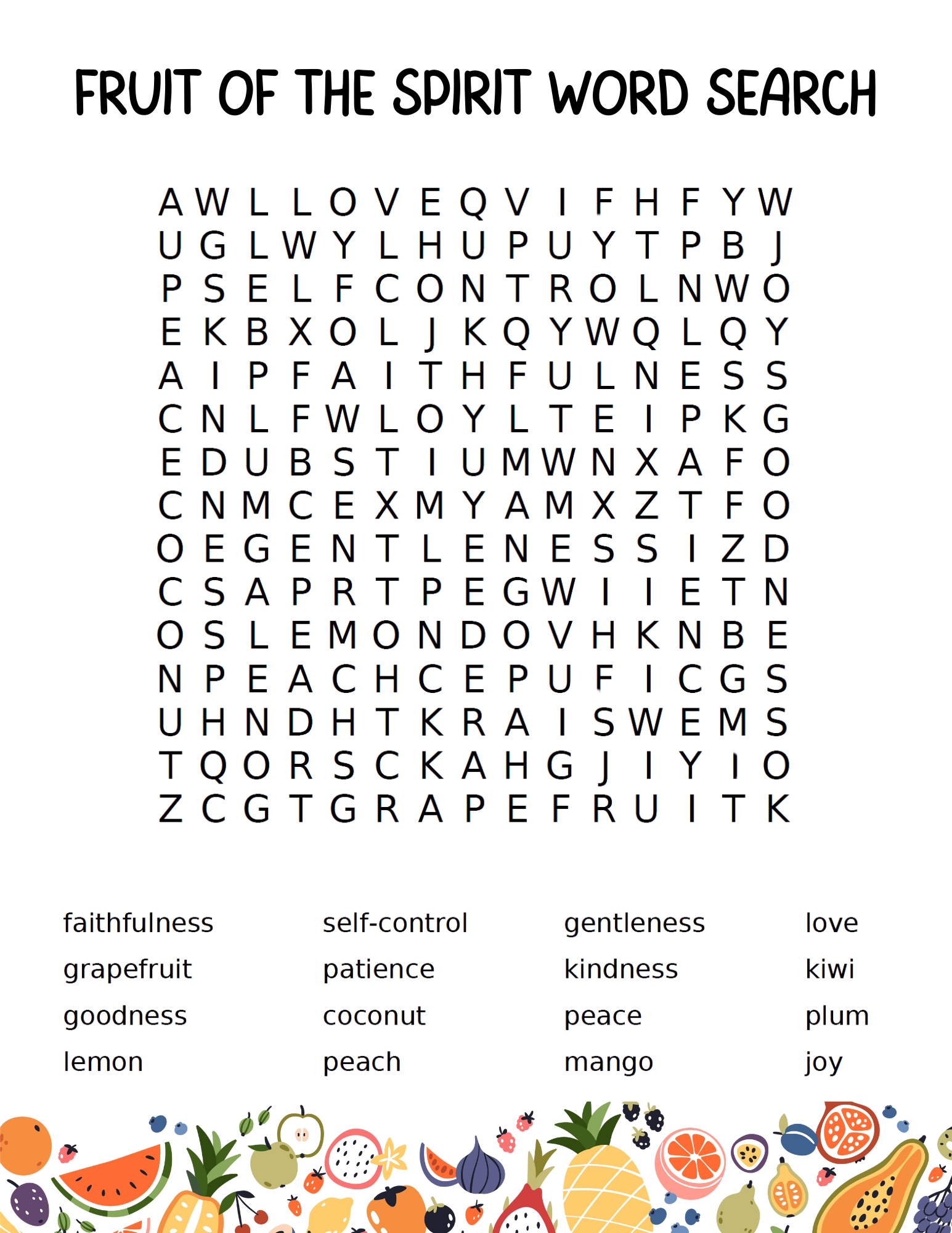 Summer Fruit of the Spirit Puzzles | Northwest Adventists